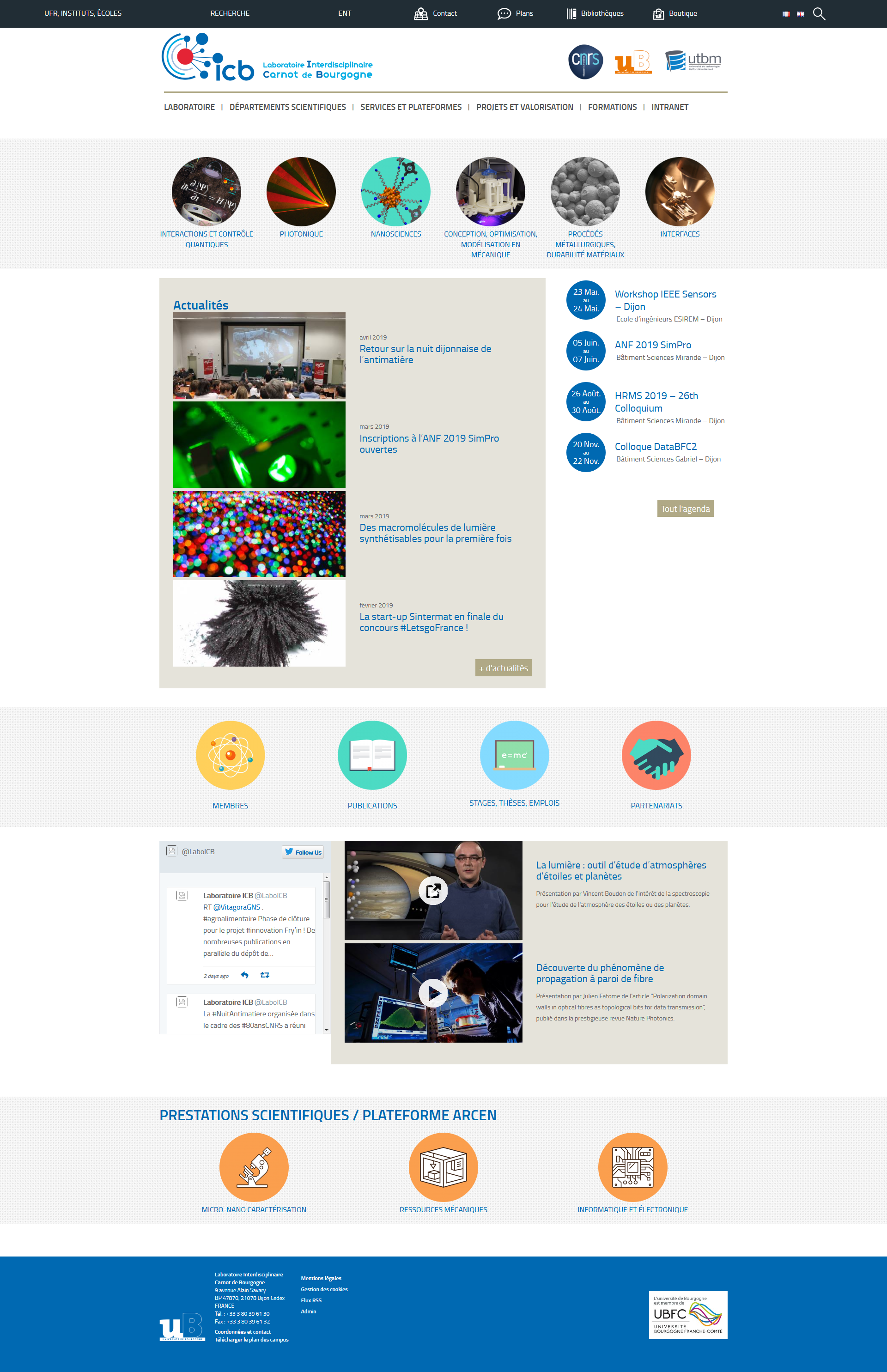 Pages d'accueil de l'écosystème web uB - Inspé de Bourgogne